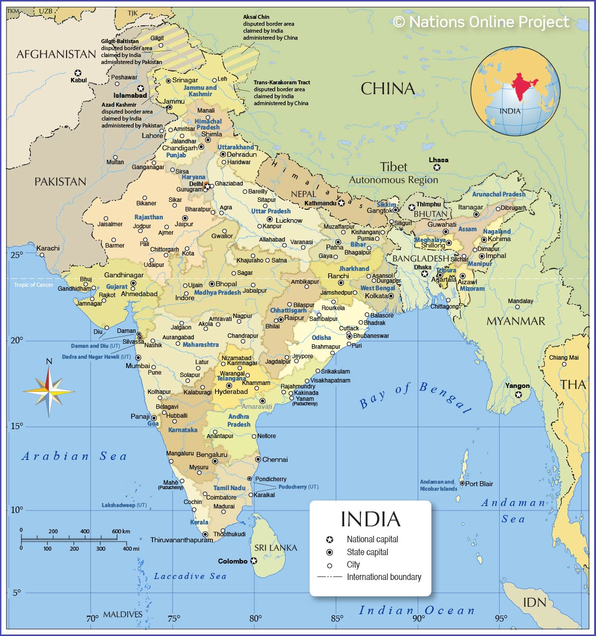 Political Map of India with States - Nations Online Project
