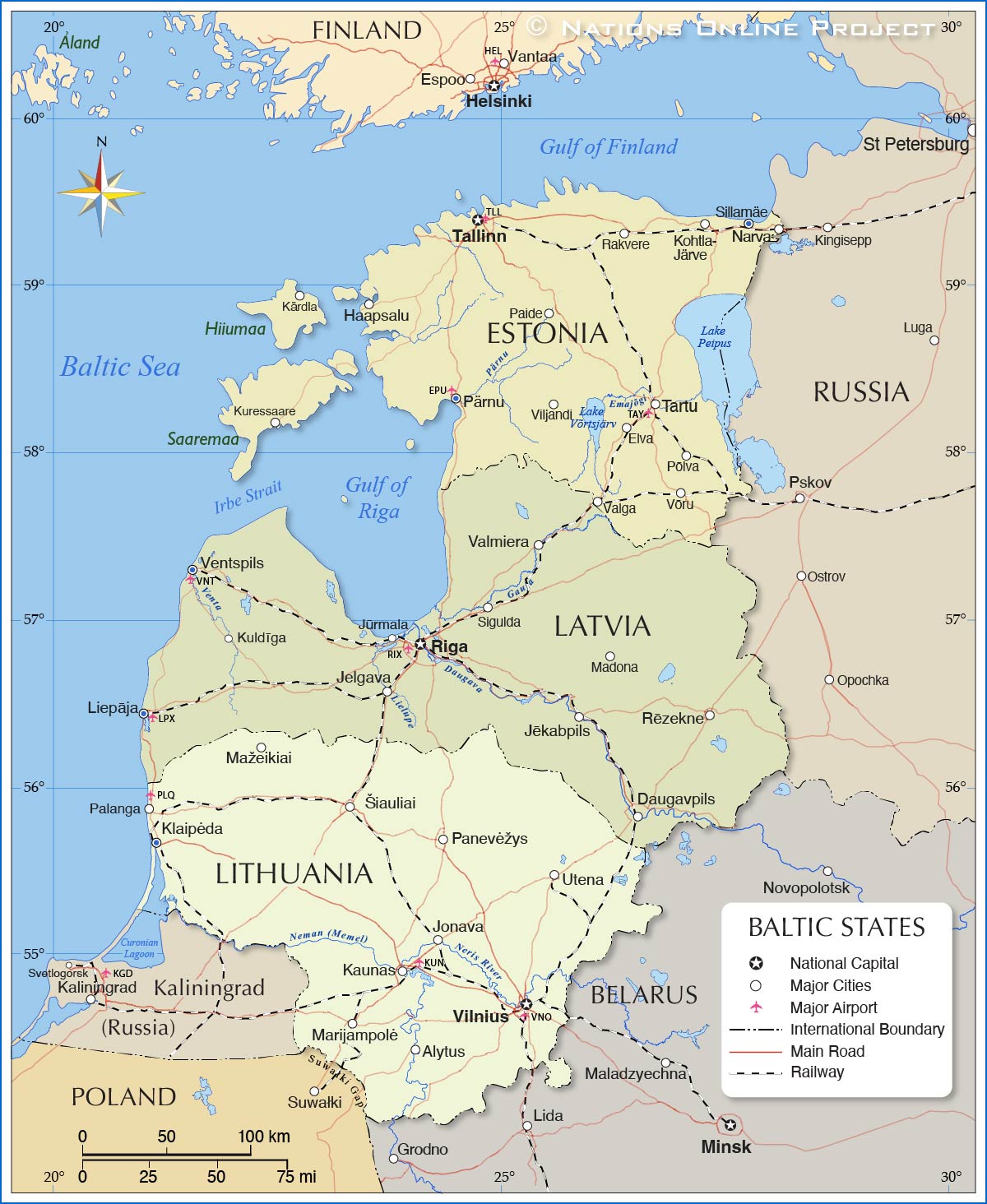 Political Map of Baltic States - Nations Online Project