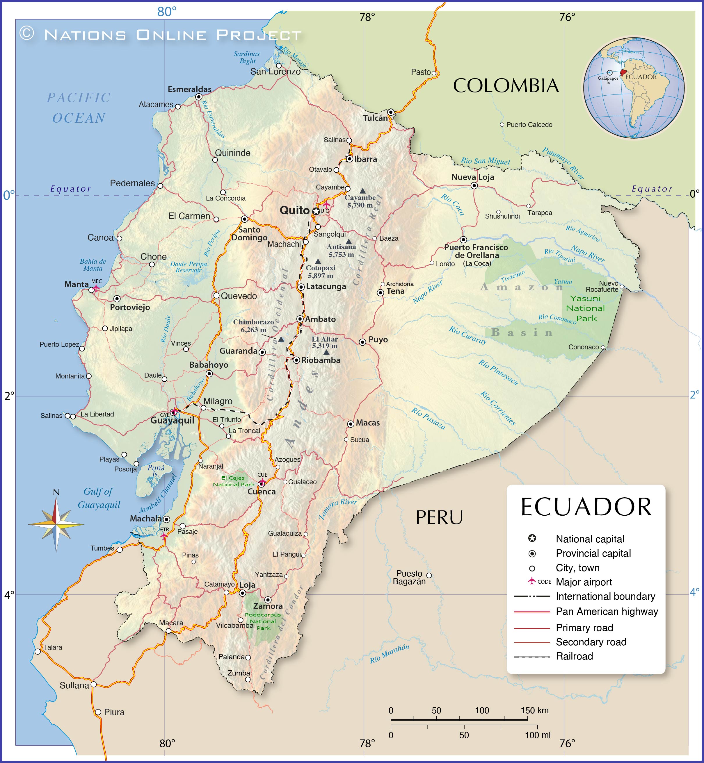 Map Of Ecuador With Equator