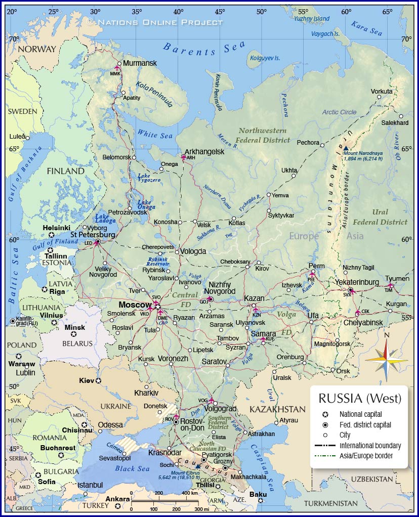 Map of European Russia - Nations Online Project