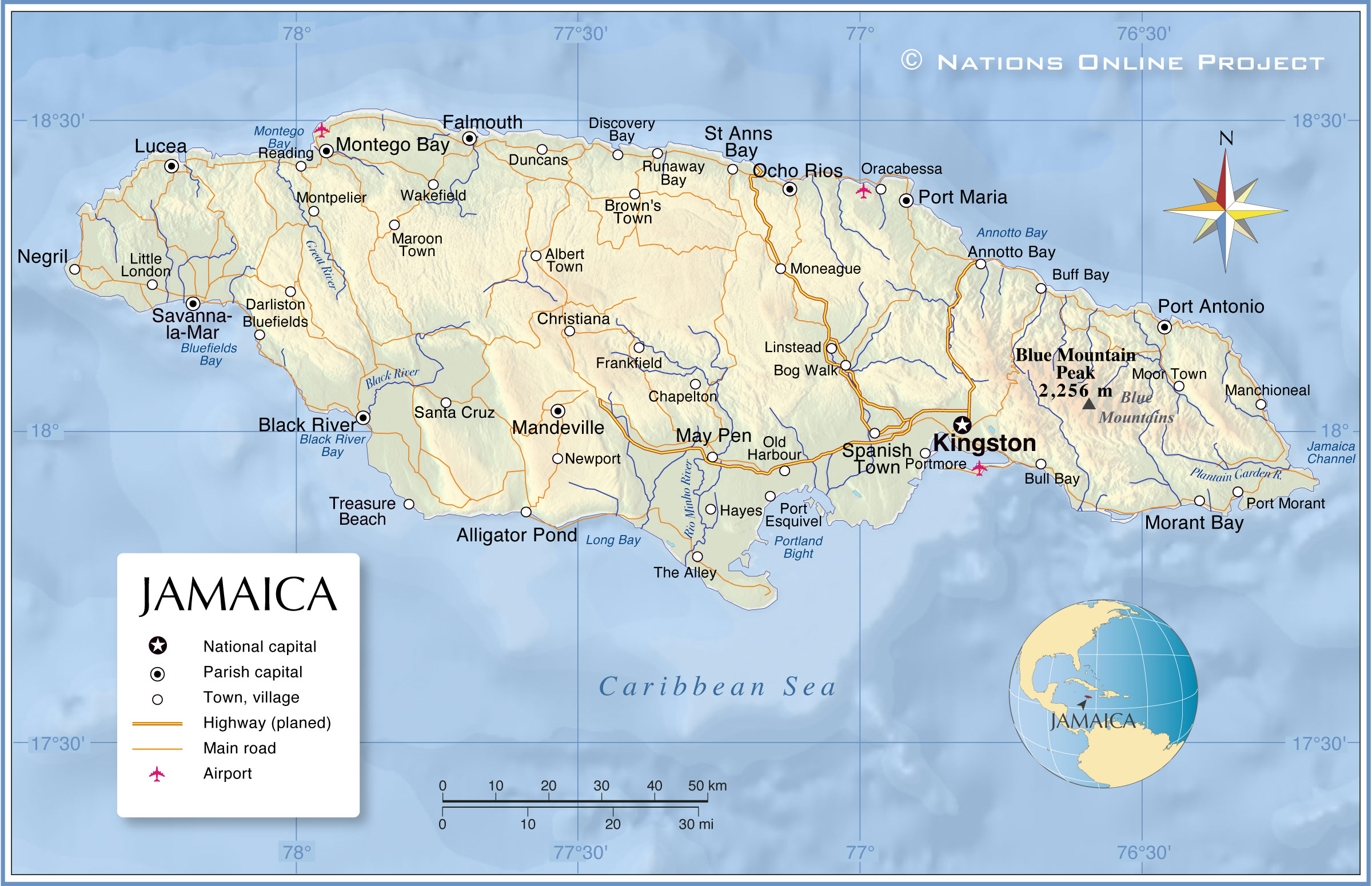 Political Map of Jamaica - Nations Online Project