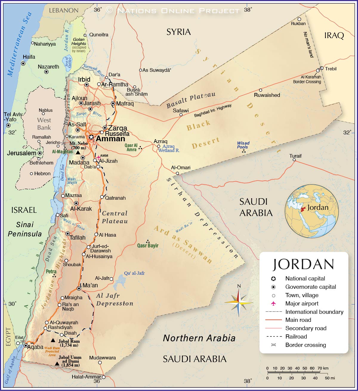 Political Map of Jordan - Nations Online Project