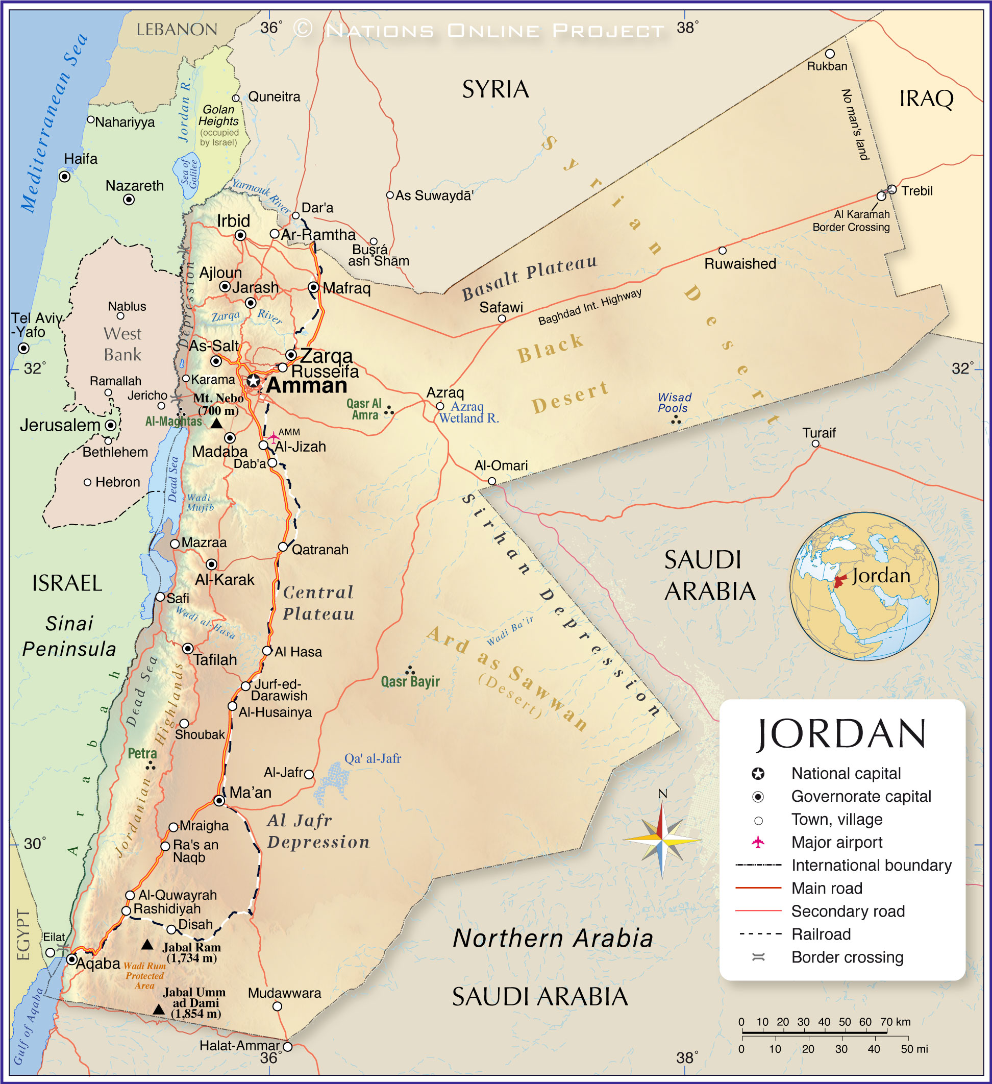 Political Map of Jordan - Nations Online Project