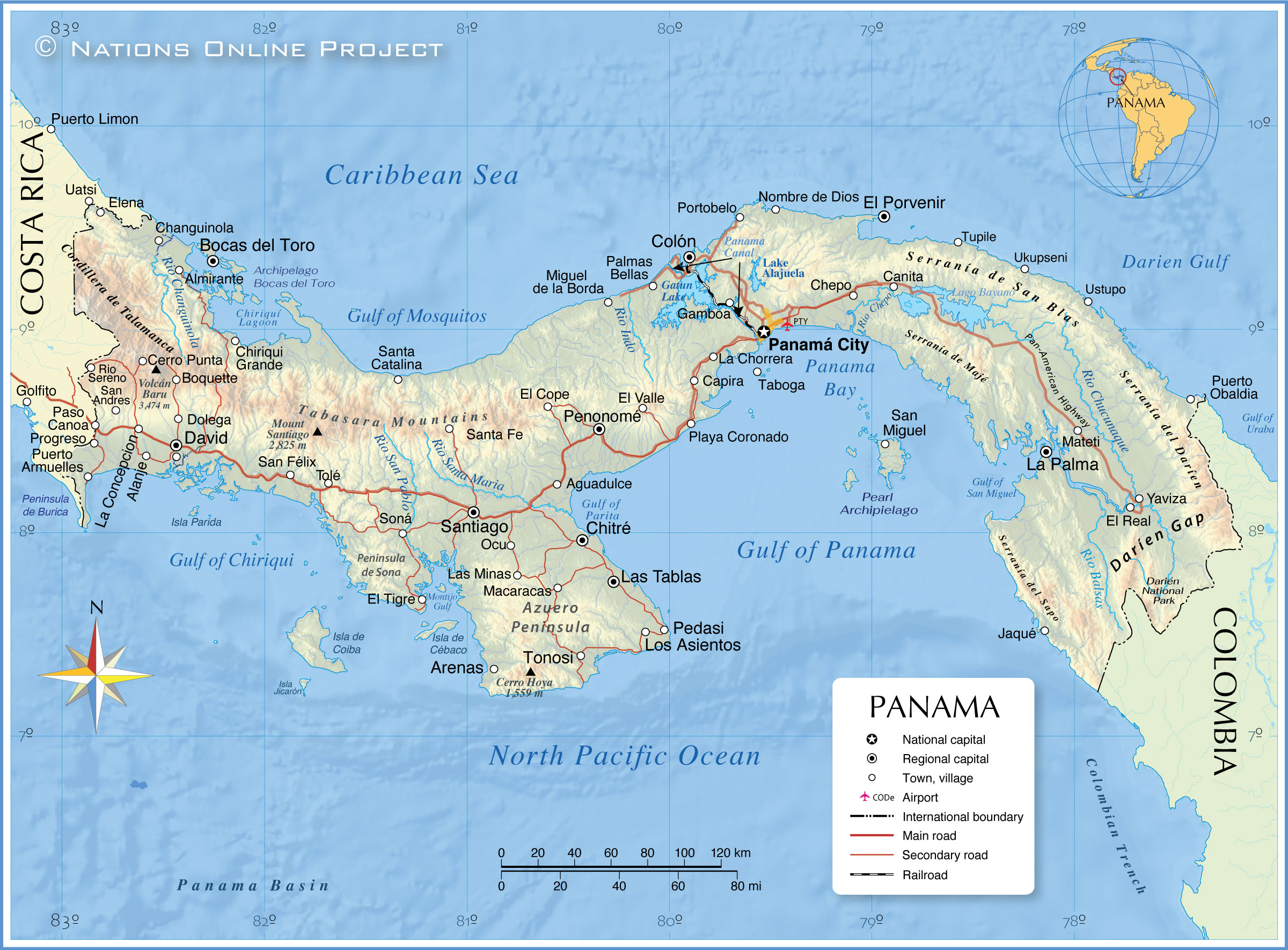 General Map of Panama - Nations Online Project