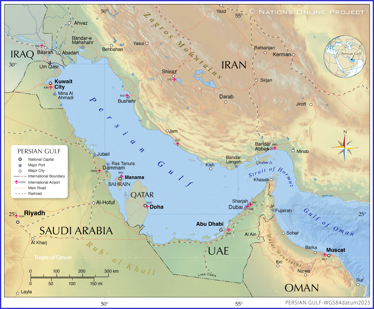 Political Map of Persian Gulf - Nations Online Project