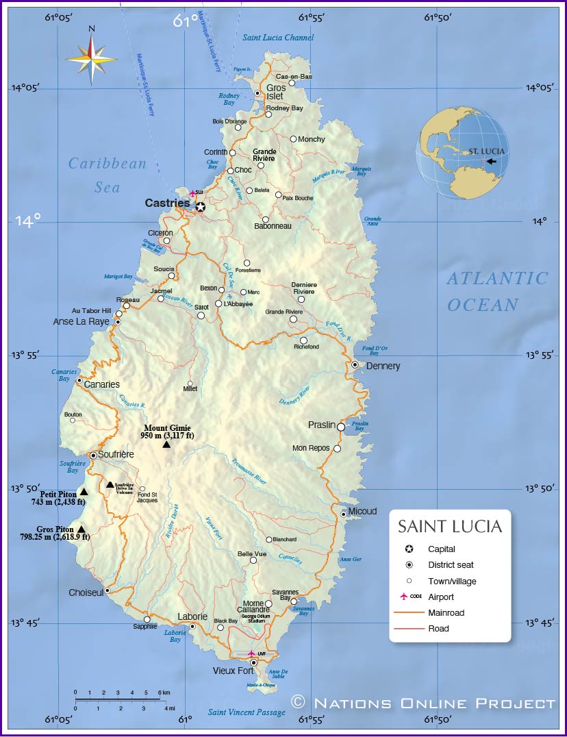 Political Map of Saint Lucia - Nations Online Project