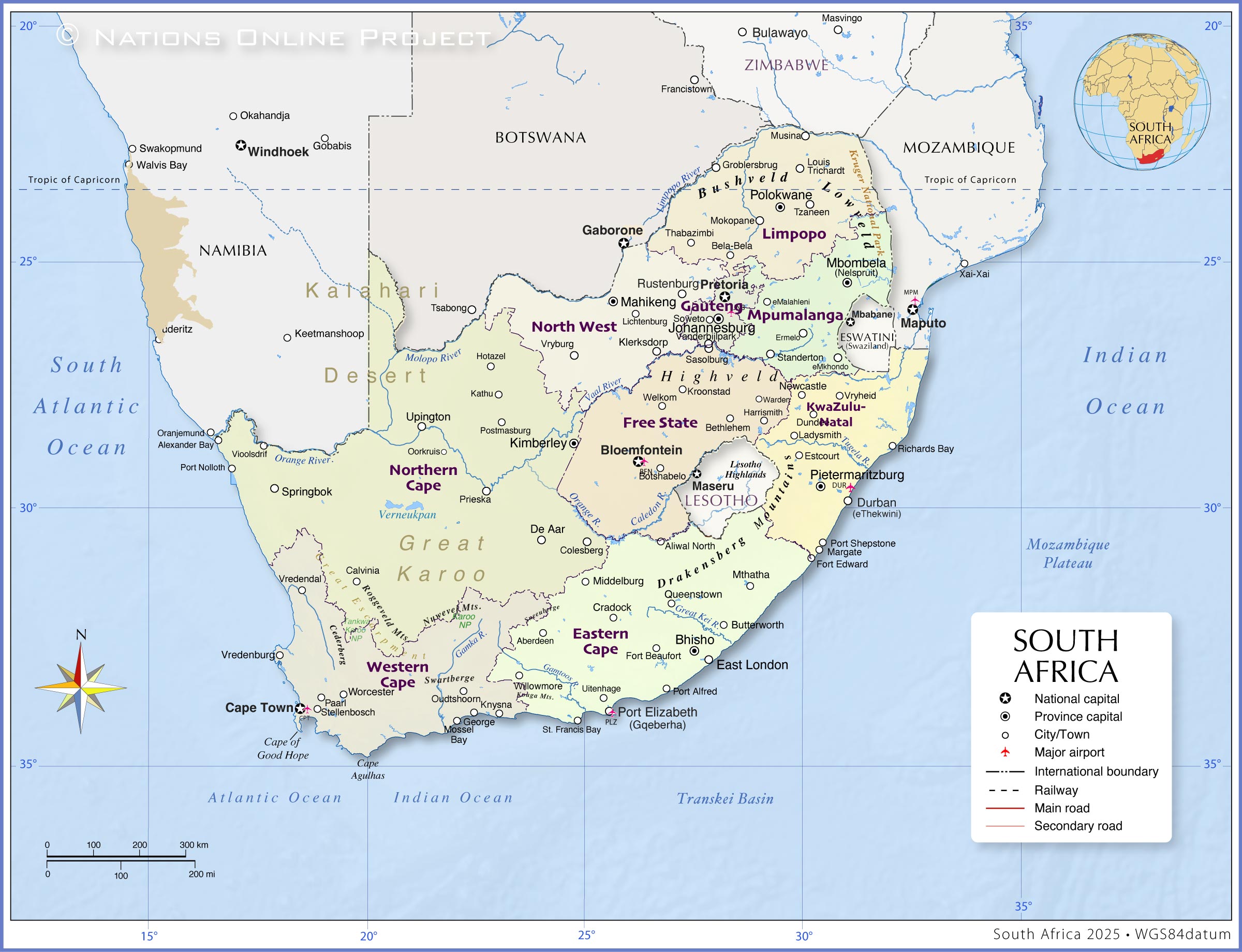Map Of South Africa Regions Political And State Map Of South Africa