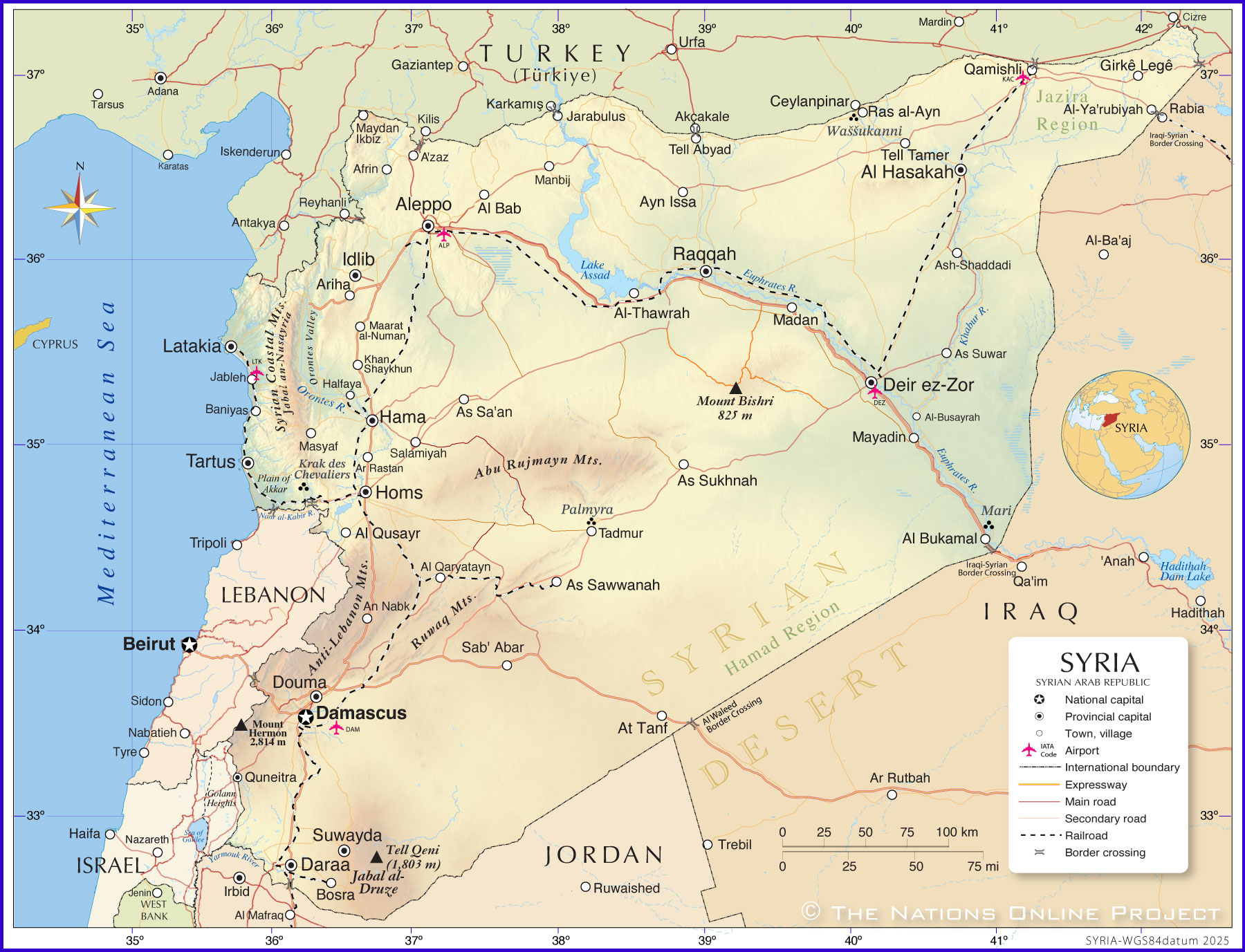 Topographic Map of Syria - Nations Online Project