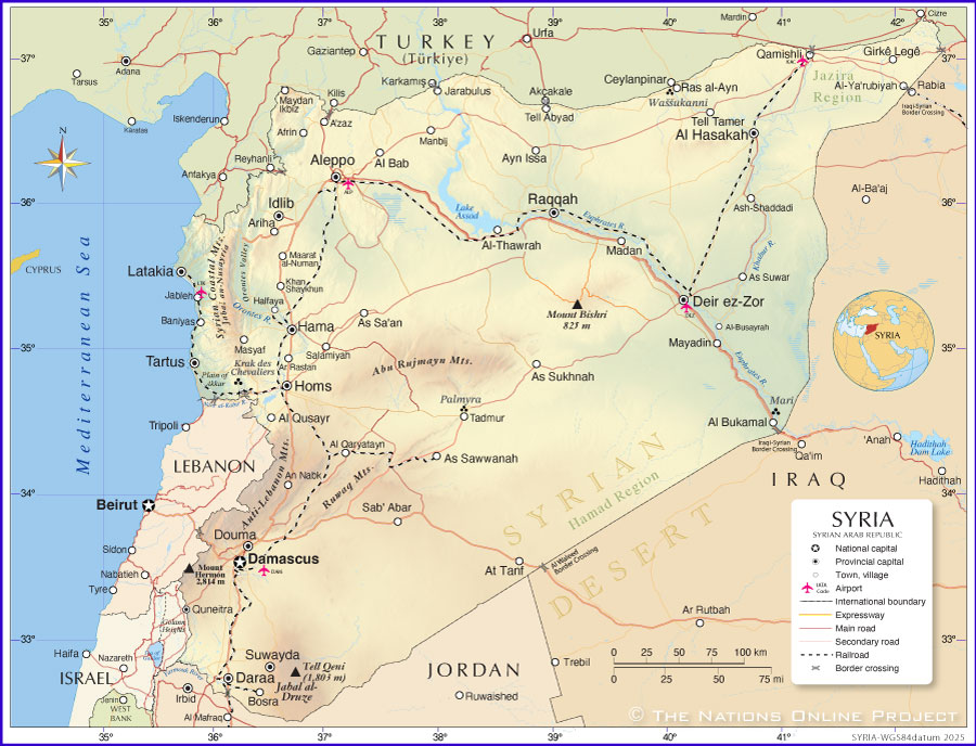 Topographic Map of Syria - Nations Online Project