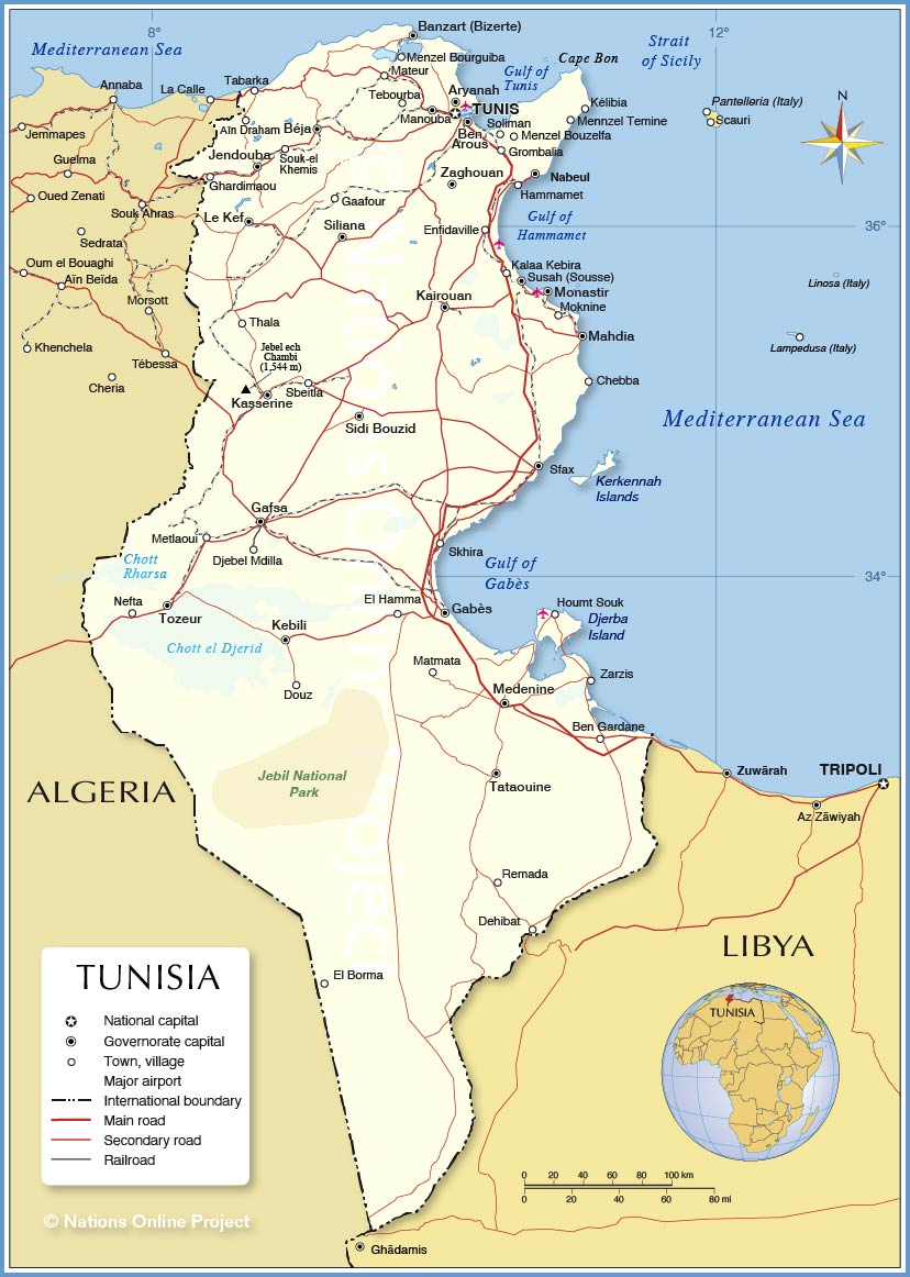 Political Map of Tunisia - Nations Online Project