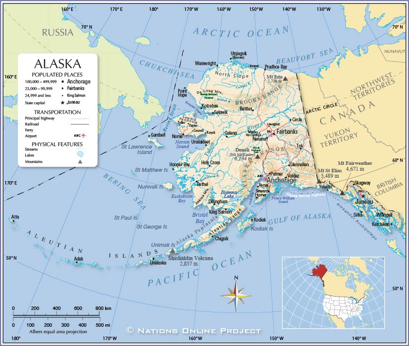 Map of Alaska State, USA - Nations Online Project