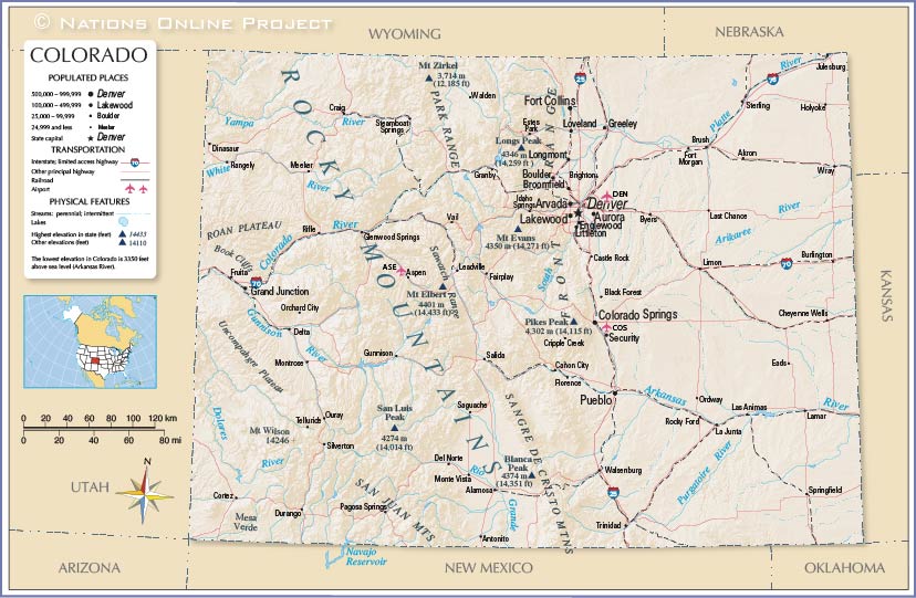 Map of the State of Colorado, USA - Nations Online Project