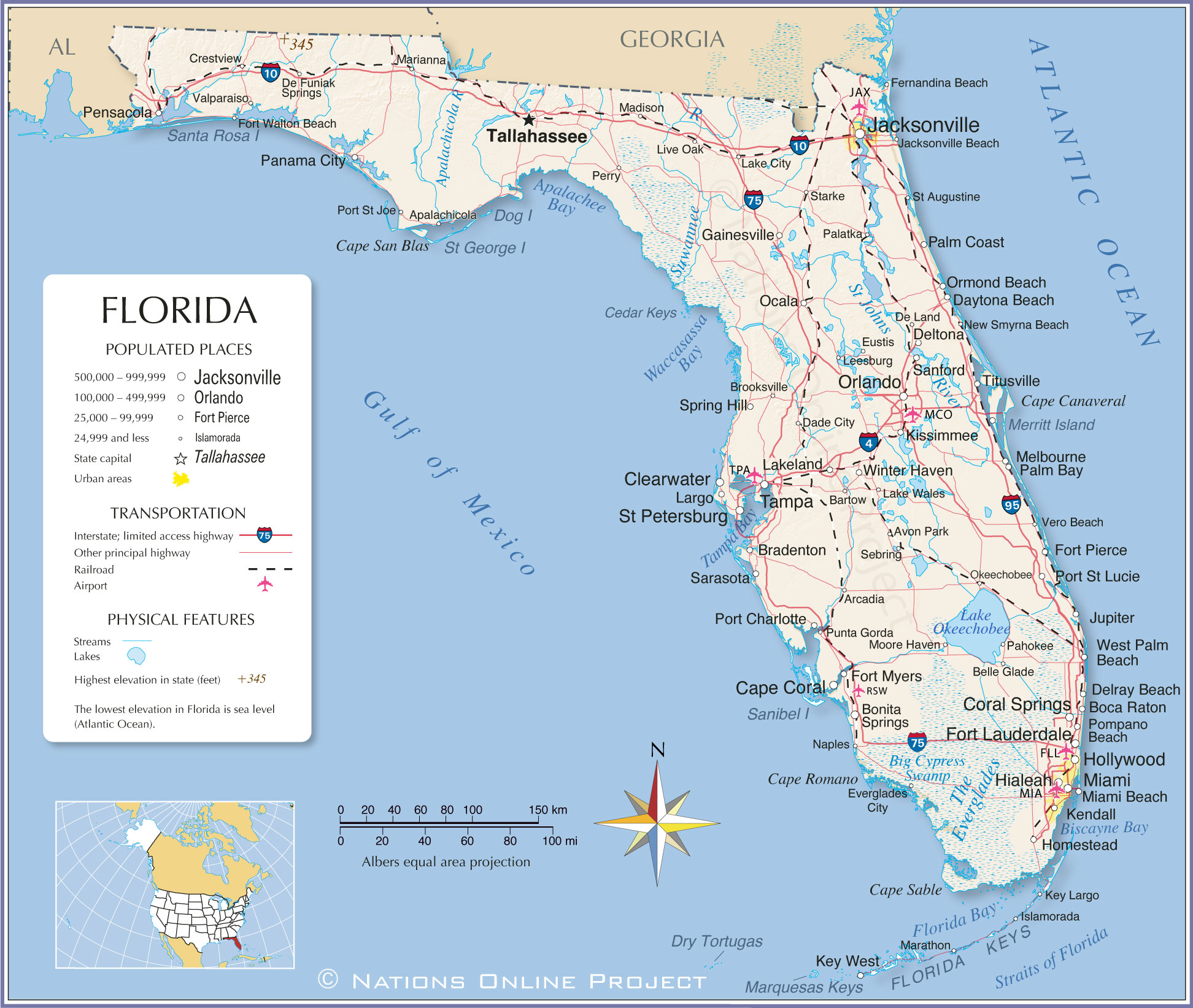 Highest Elevation In Florida Map