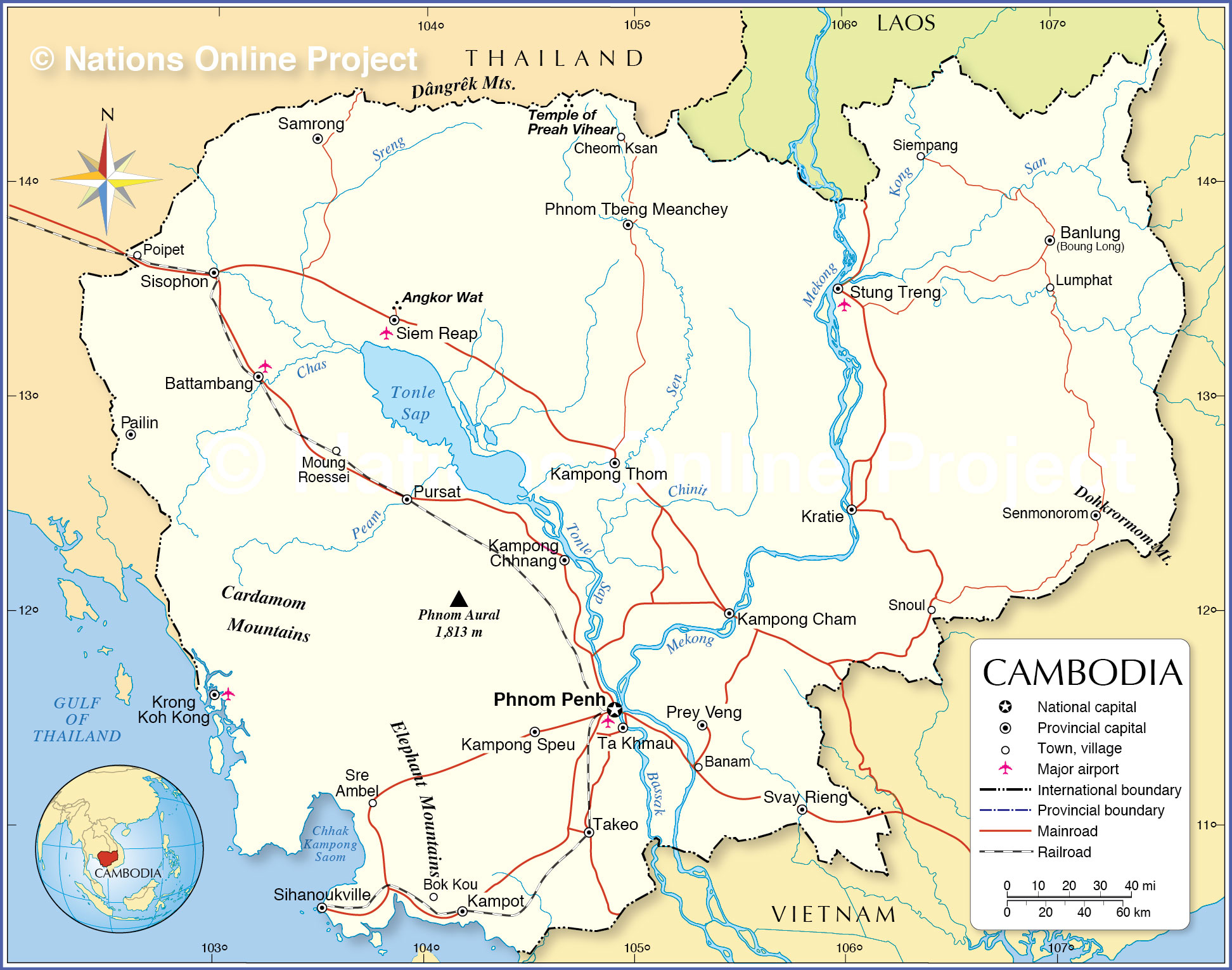 Cambodia Physical Map